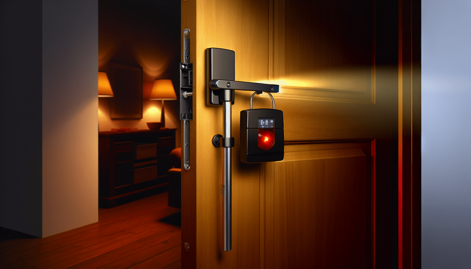 Adjustable Door Security Bar with Alarm: Home Protection