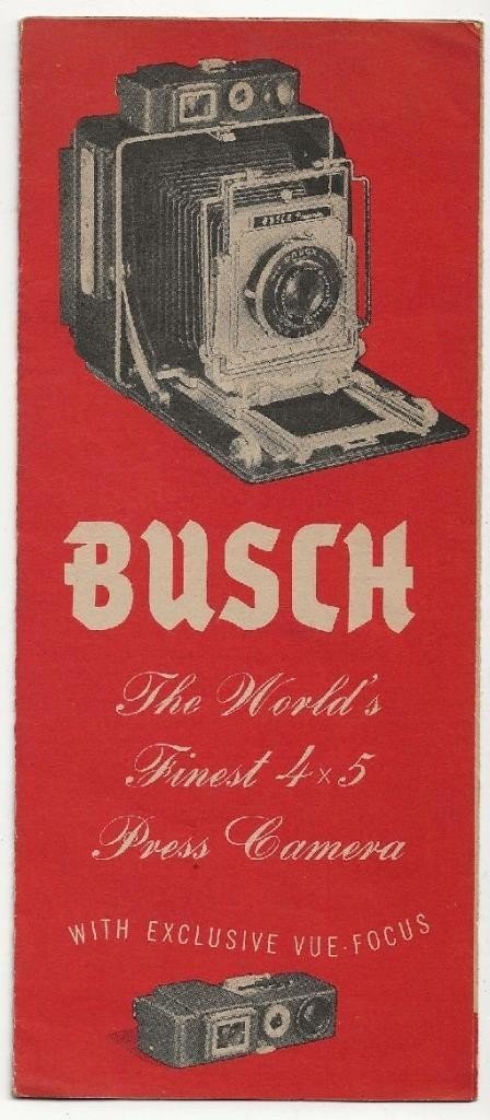 1940s Vintage BUSCH Press Camera Tri-Fold Brochure