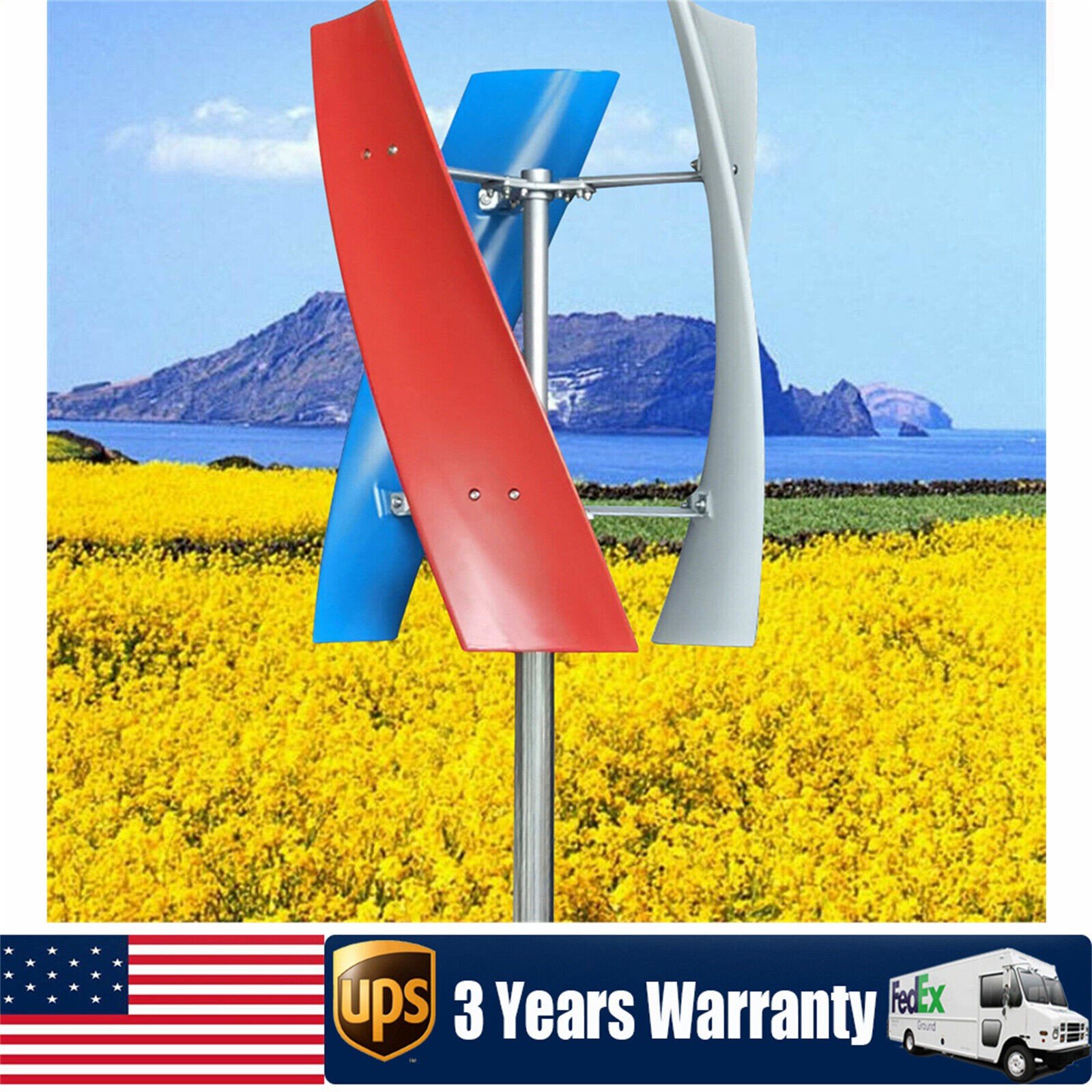 Efficient 12V 3-Blade Helix Wind Turbine Generator