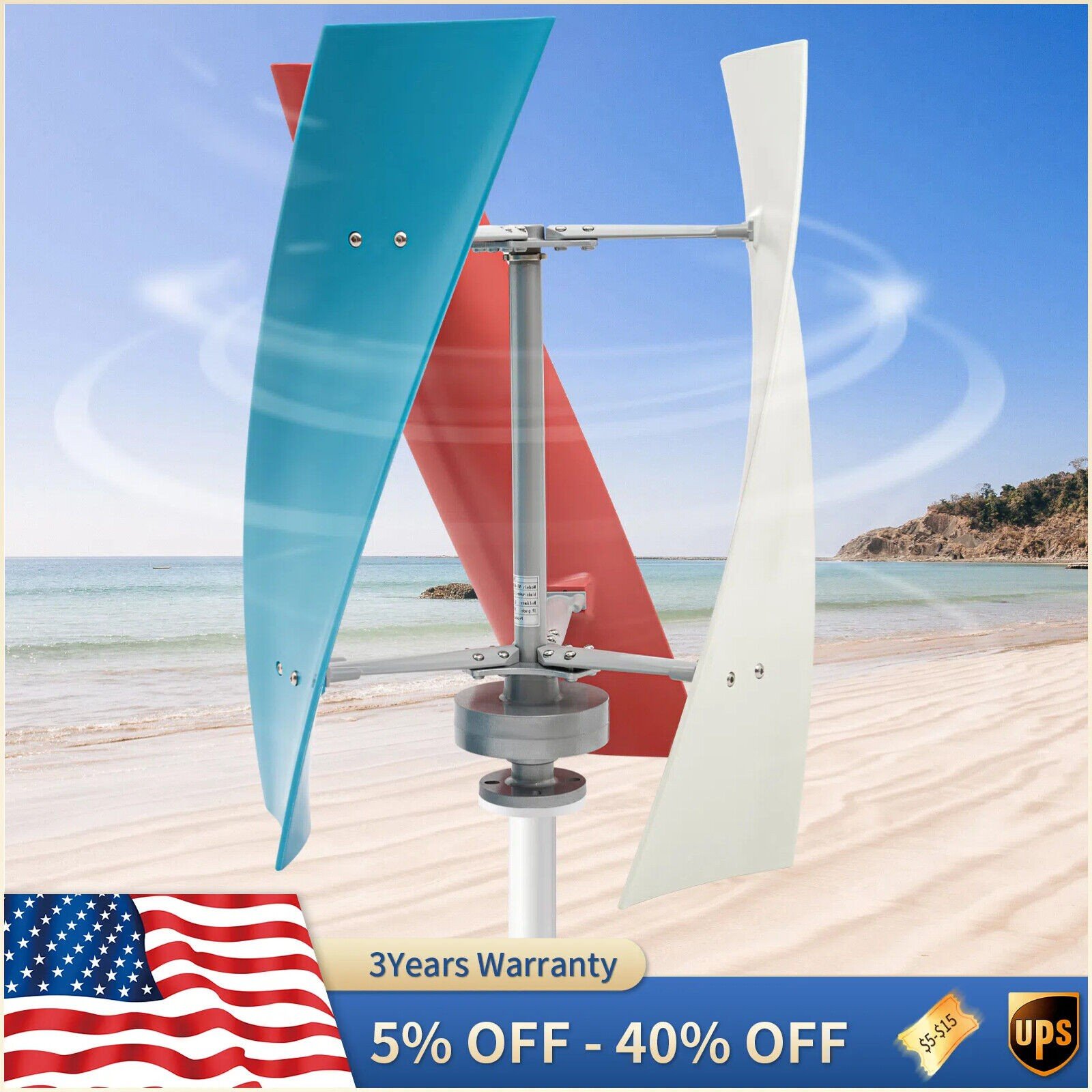 Helix Vertical Wind Turbine 12V 400W Generator