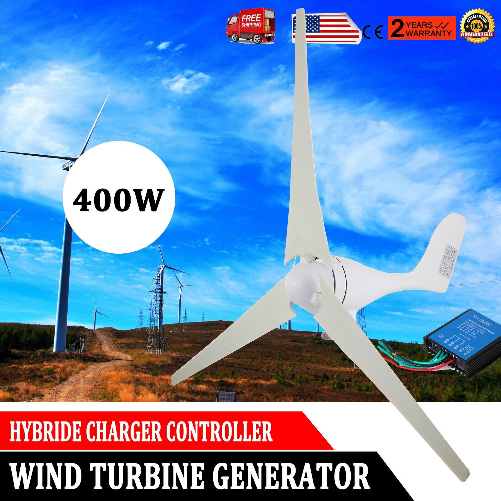 400W Home Wind Turbine Generator Kit - Eco-Friendly Energy
