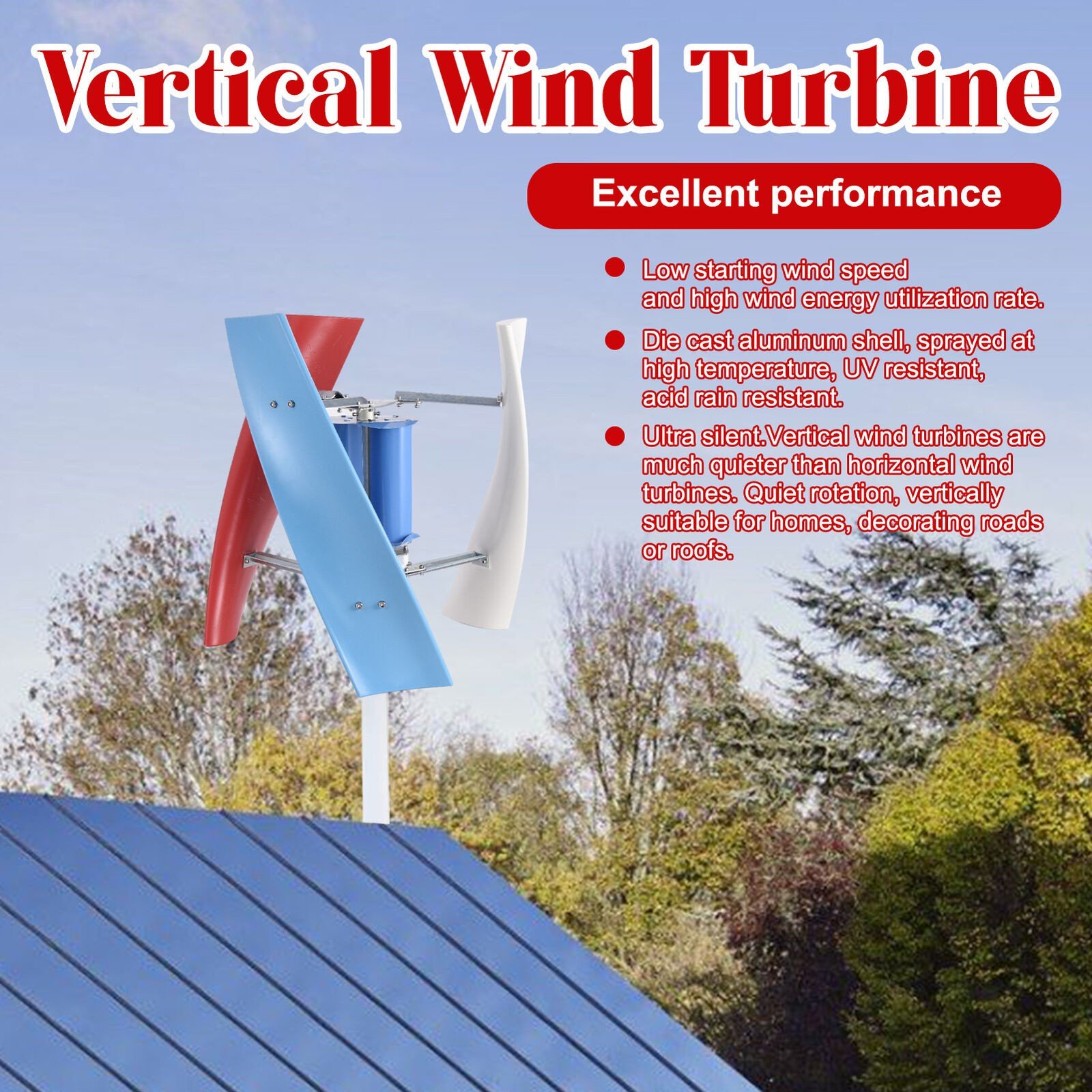 3000W Vertical Axis Wind Turbine Kit for Home