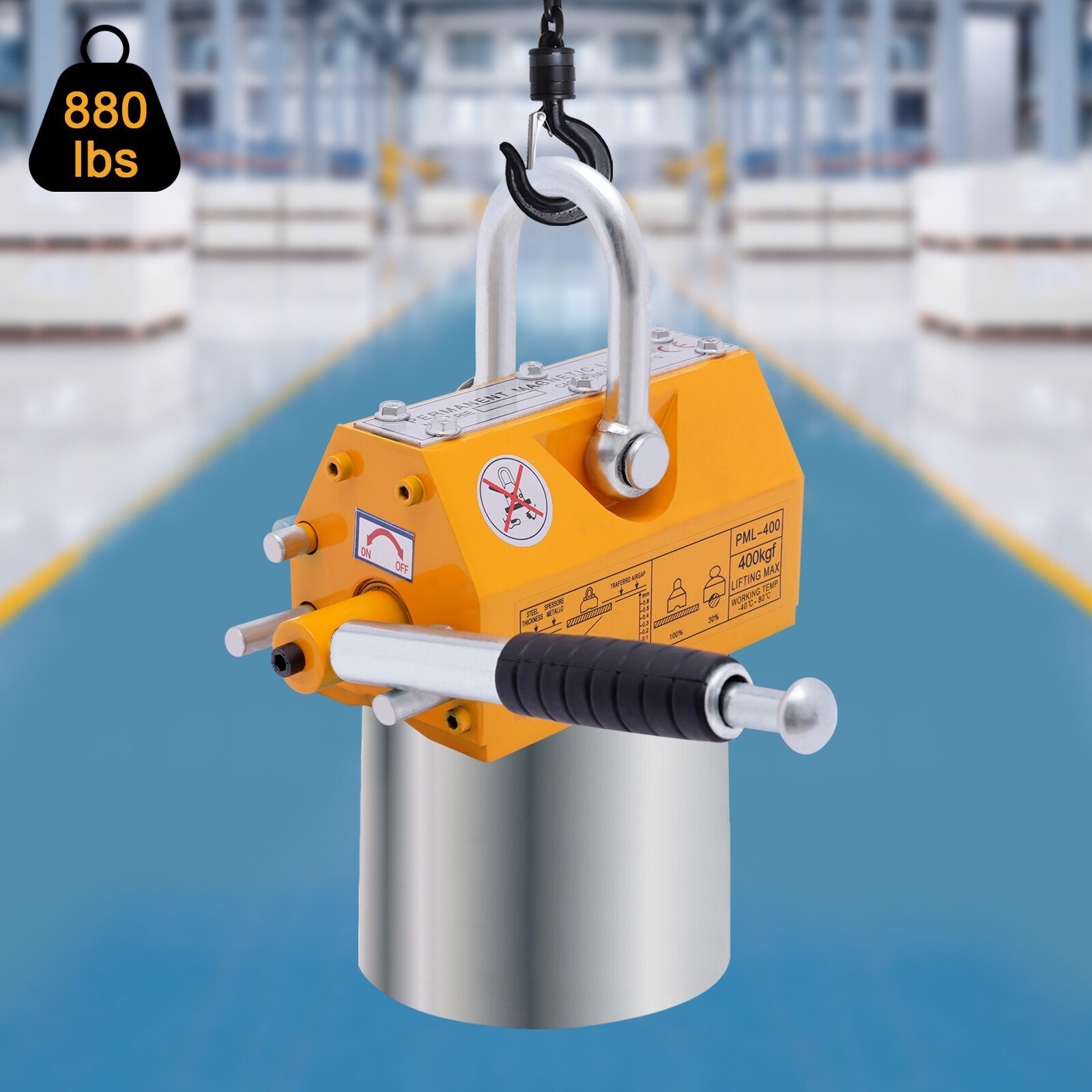 Heavy Duty Magnetic Lifter - 400kg Capacity Power