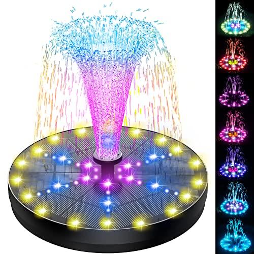 Solar Fountain with LED Lights & 7 Nozzles
