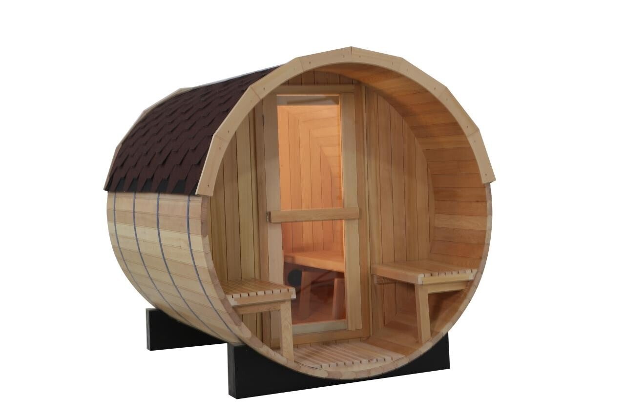 Outdoor Hemlock Wood Sauna Barrel with Heater