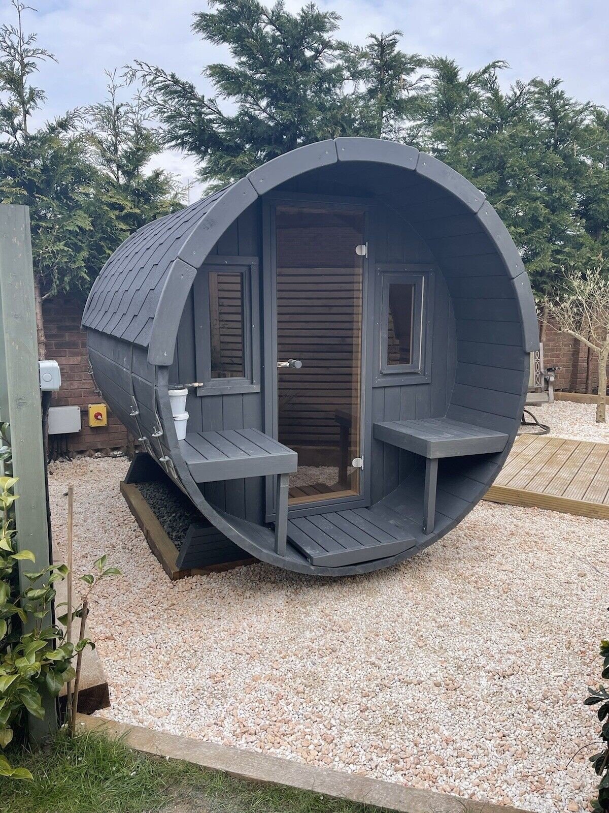 Cozy Outdoor Barrel Sauna with Electric Stove