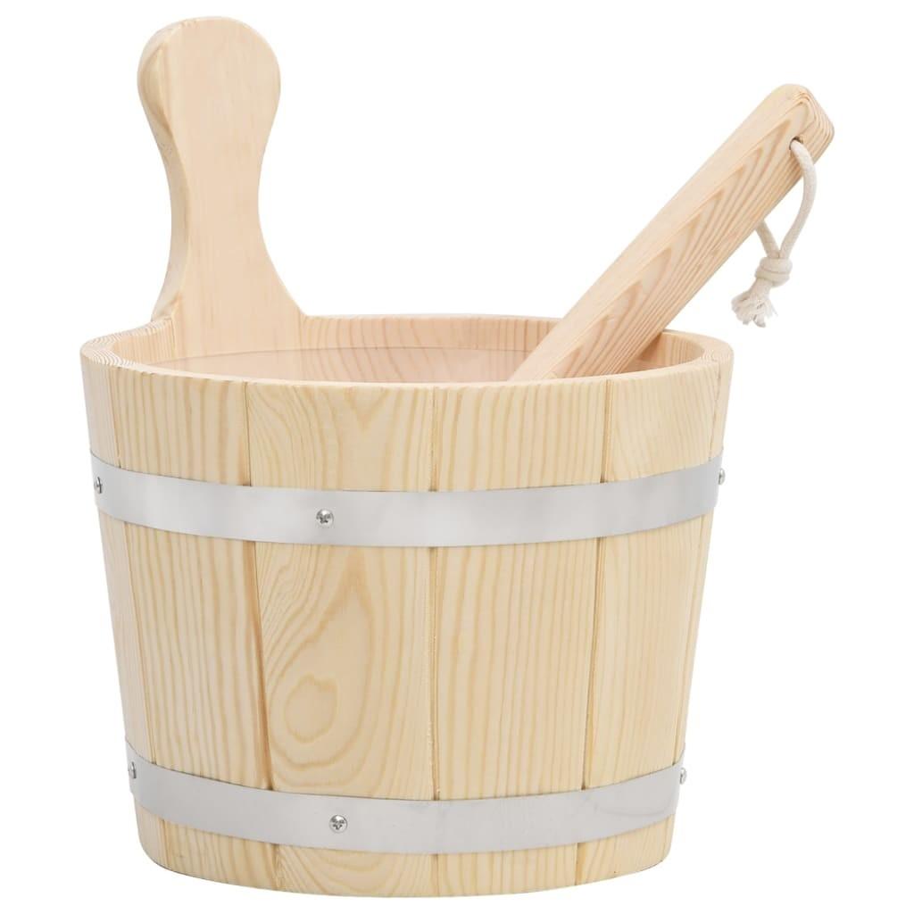 Pine Sauna Bucket and Ladle Set for Relaxation