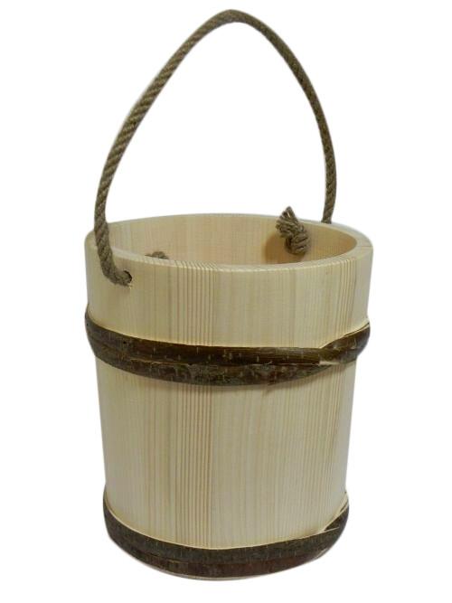 Solid 7L Wooden Sauna Bucket with Rope Handle