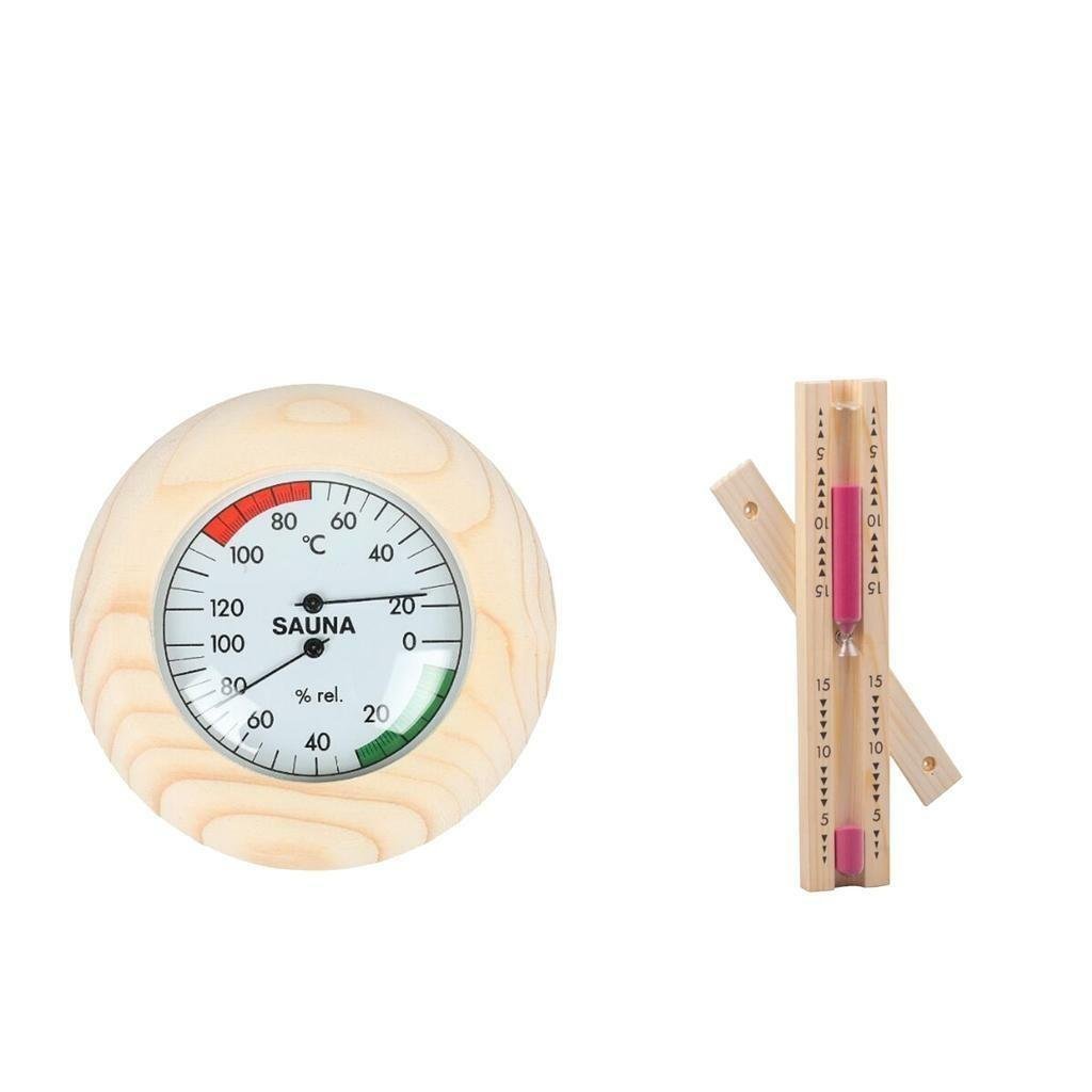 Wooden Sauna Thermometer, Hygrometer, and Sand Timer