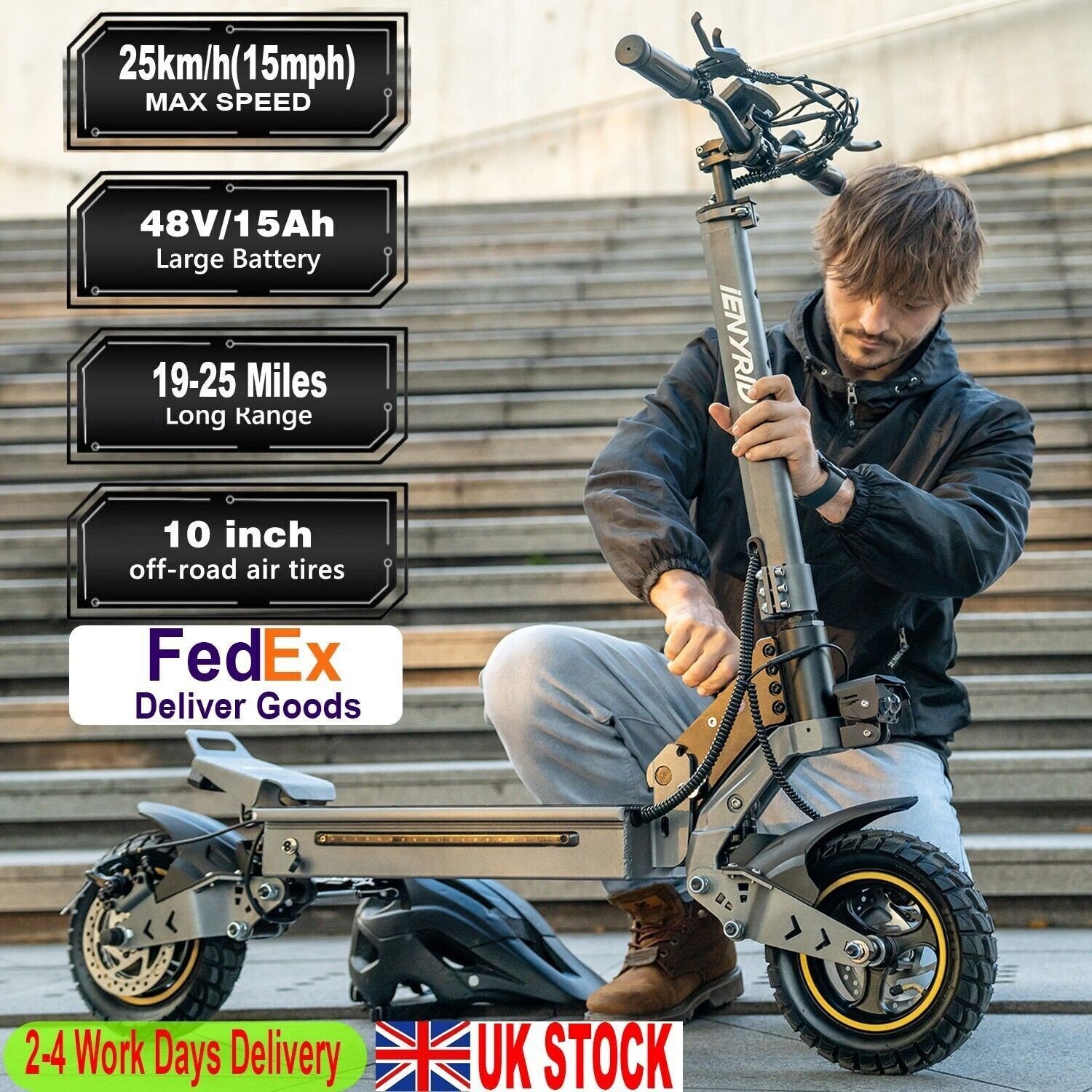 250W Electric Scooter - 15 MPH Off-Road Fun!