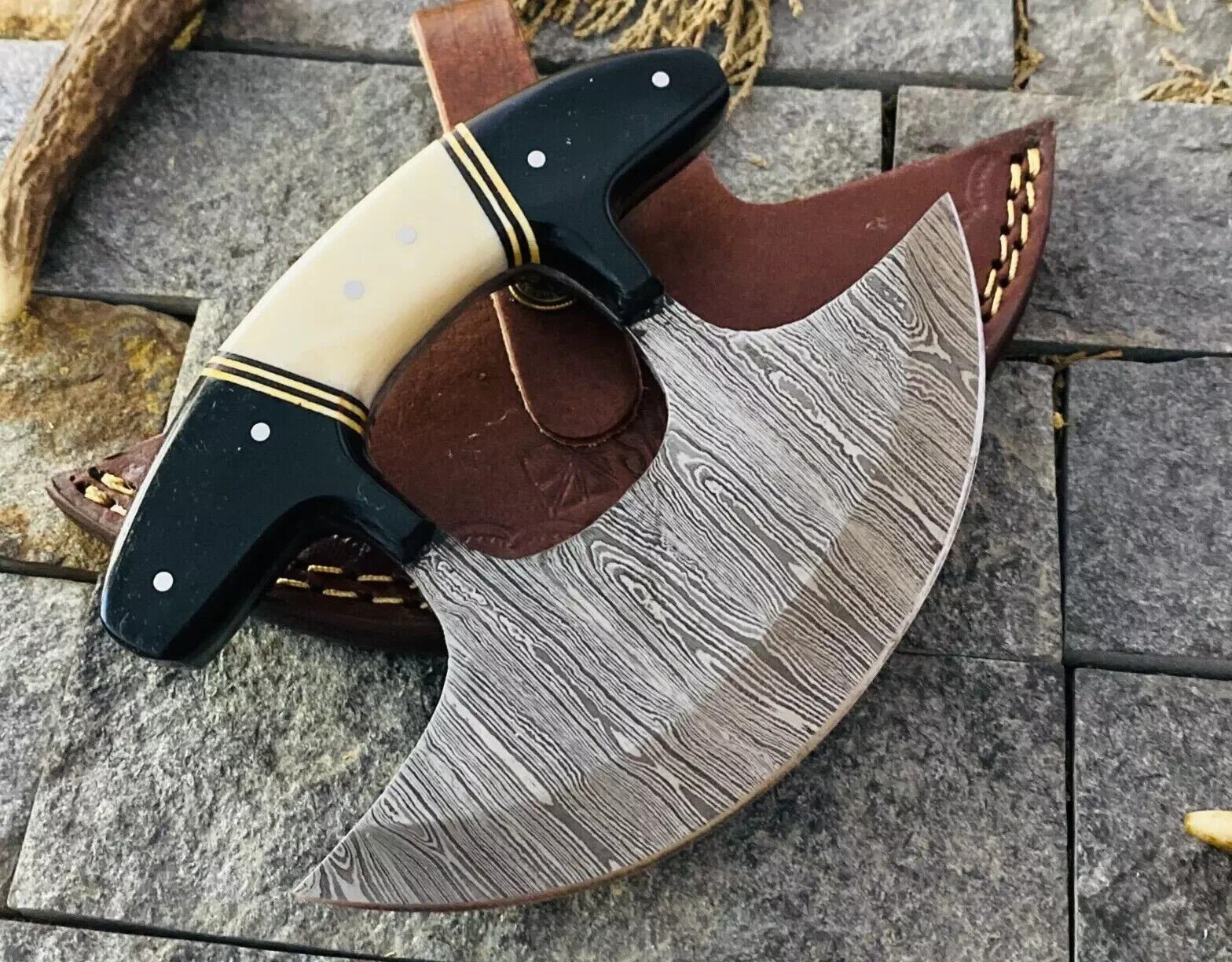 Alaskan ULU Knife - 6” Damascus Steel & Sheath