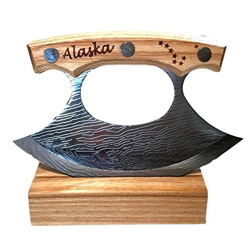 Alaska Ulu Knife with Wood Handle & Stand