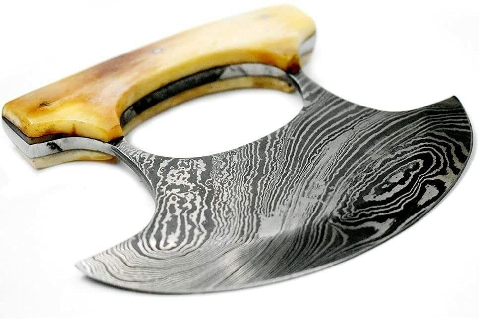 Wild Turkey Handmade Damascus Steel Ulu Knife