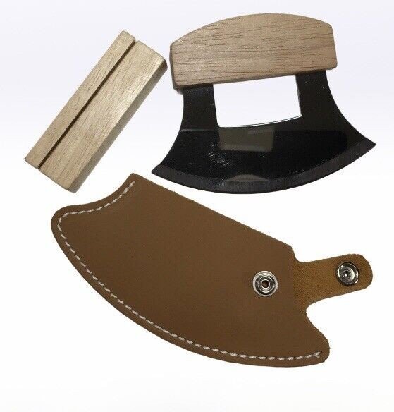Alaska Wood Handle Ulu Knife with Sheath