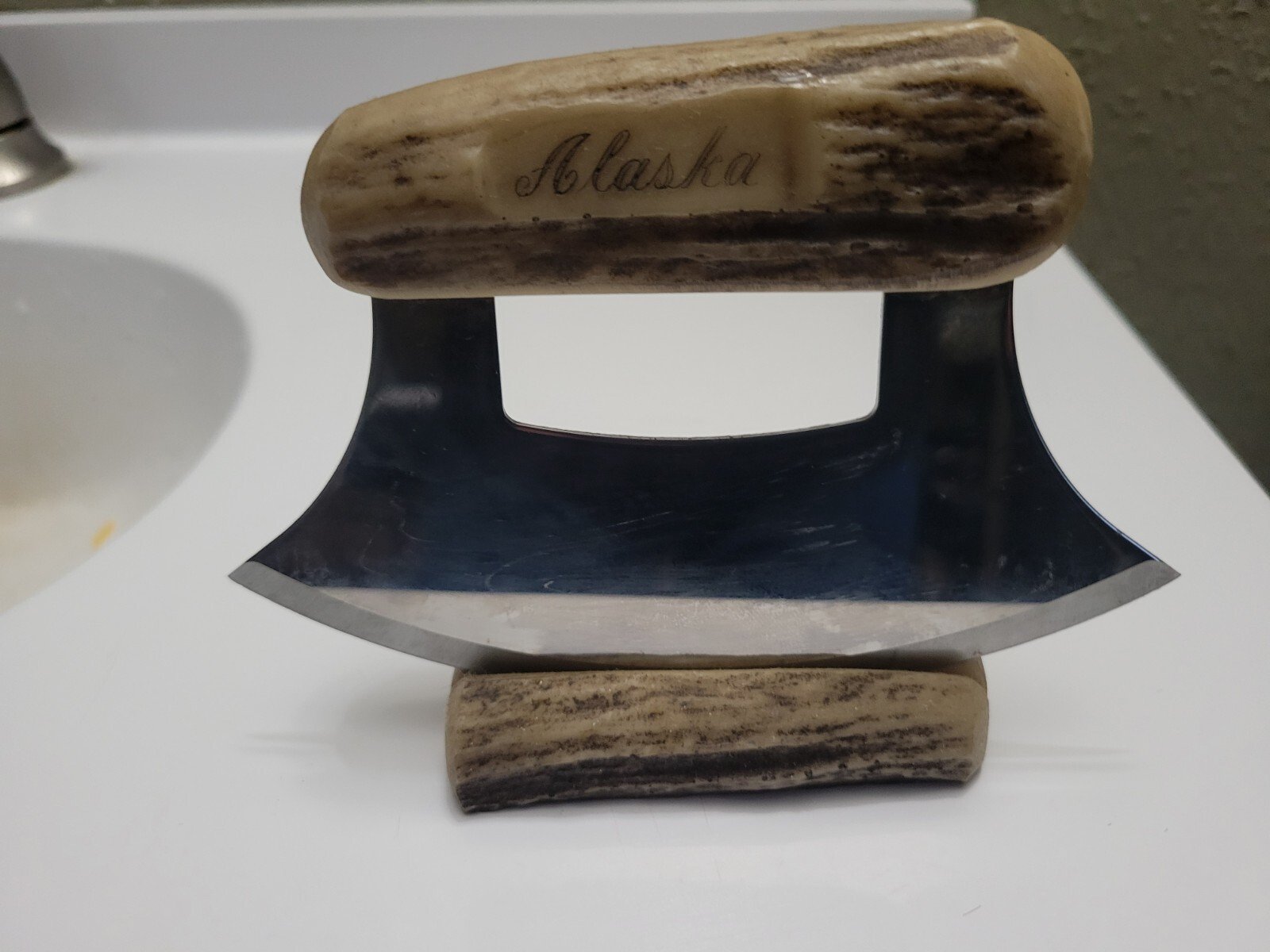 Alaska Ulu Knife with Antler Bone Handle