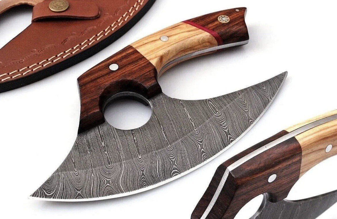 Traditional Alaskan Damascus Ulu Knife – Full Tang
