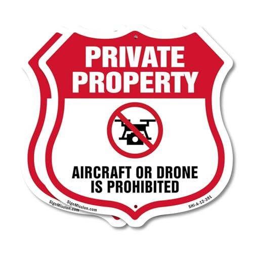 2 Pack Drone Prohibited Signs - 12x12 Inches