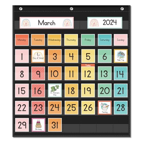 Colorful Rainbow Pocket Chart Calendar for Kids