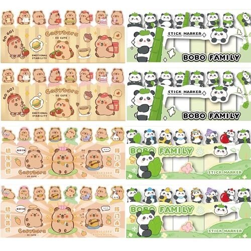8 Pack Cute Cartoon Sticky Note Tabs - Fun School Supplies