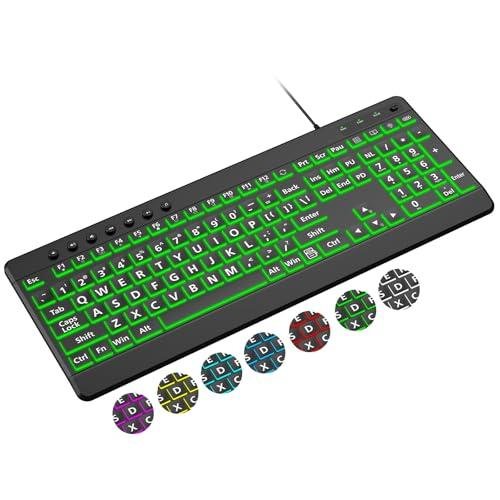 EDJO Backlit Wired Keyboard with Oversized Letters