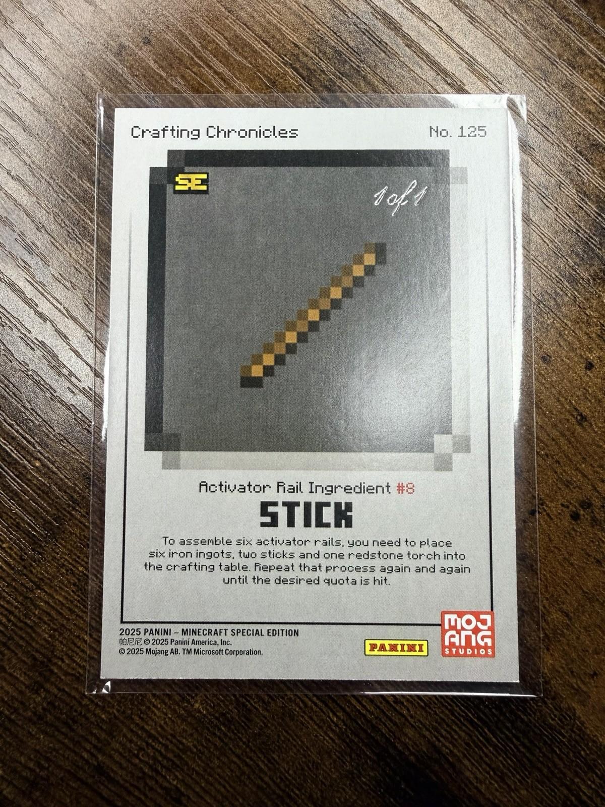 Rare 2025 Panini Minecraft Stick - 1/1 Collectible