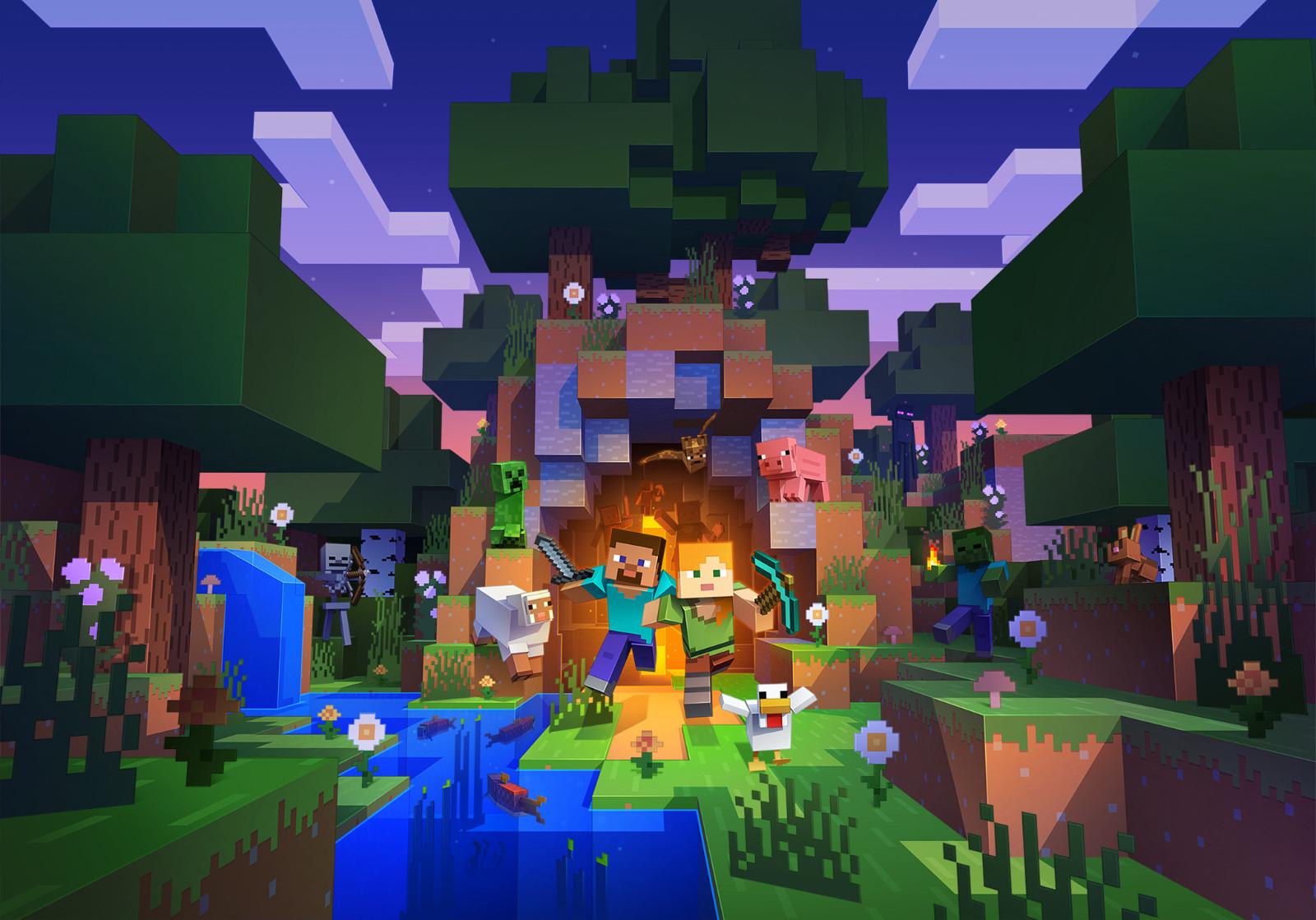 Minecraft Forest Cave Poster - Survival Scene 19x13