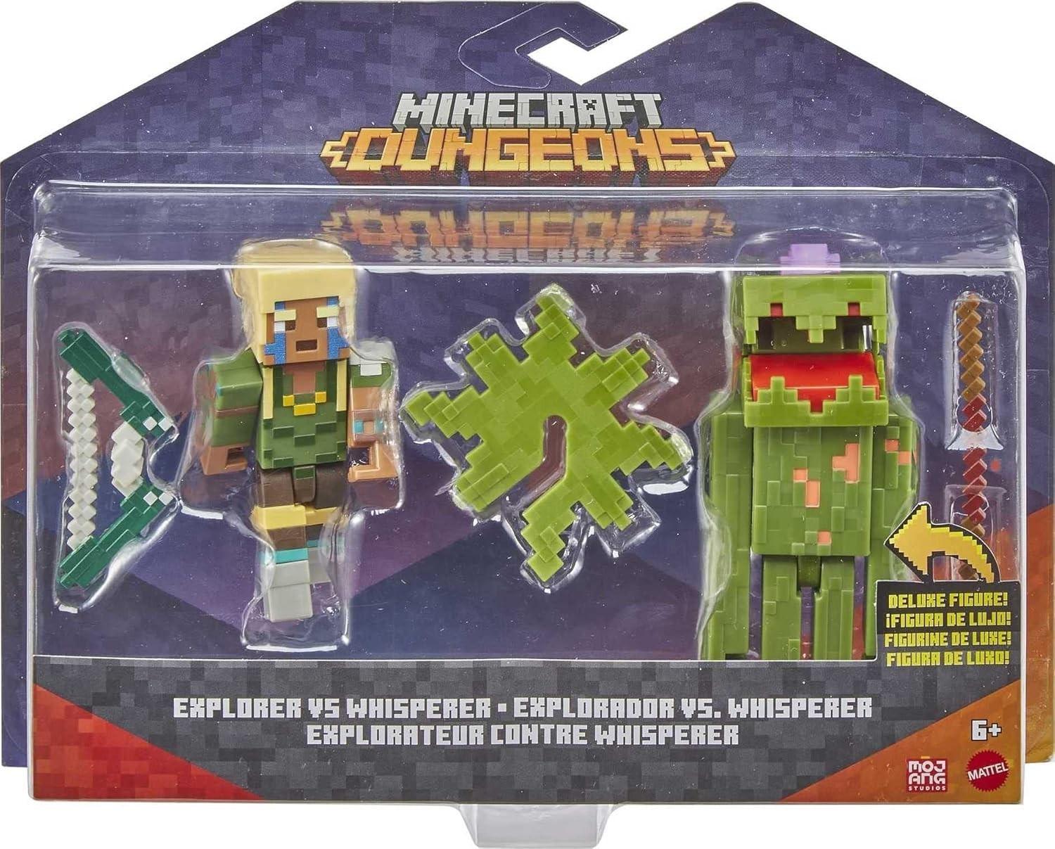 Rare Minecraft Dungeons Explorer vs Whisperer Action Figure Set