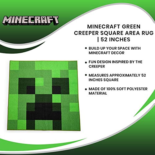 Minecraft Green Creeper Large Square Area Rug