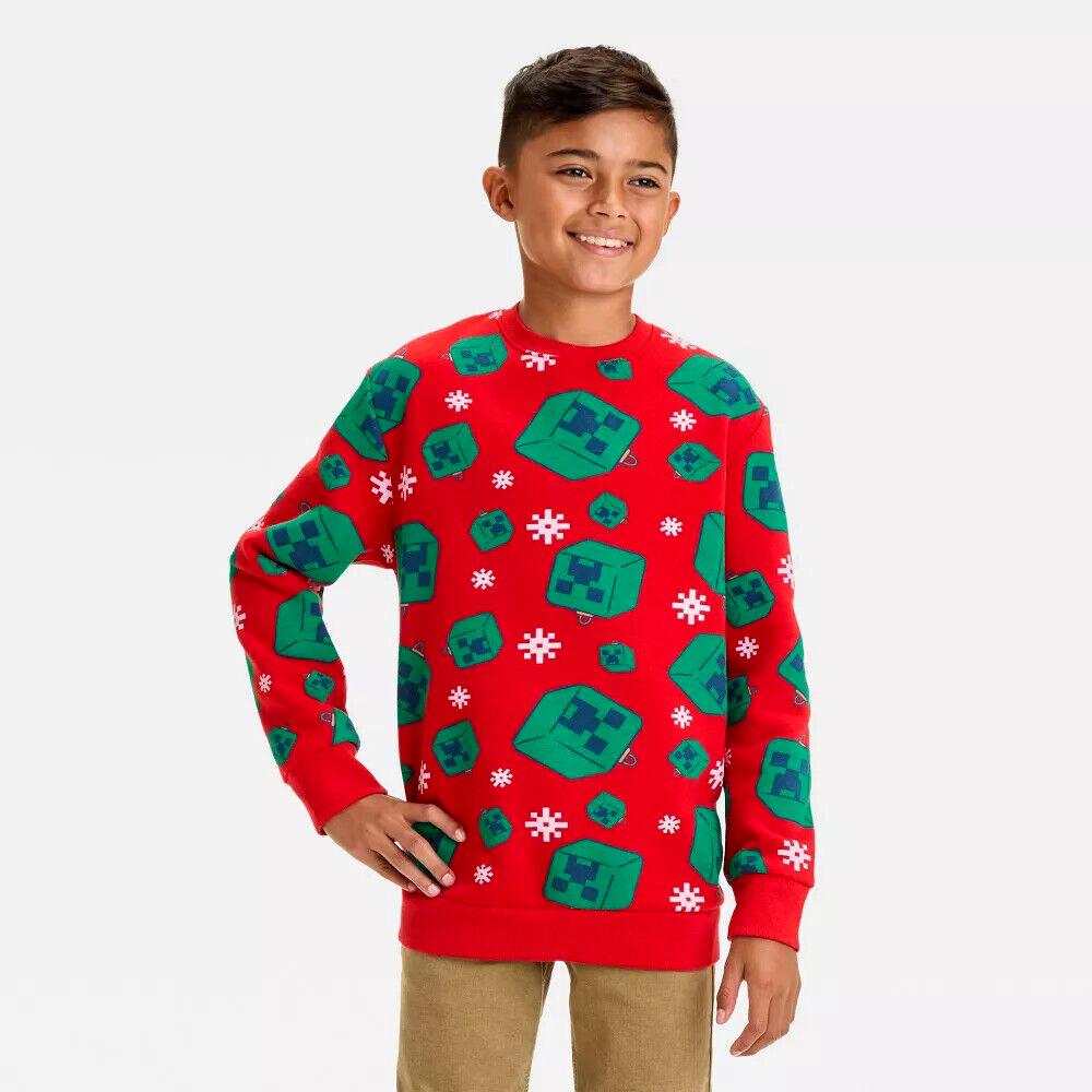 Cozy Kids' Minecraft Holiday Sweatshirt - Creeper Style