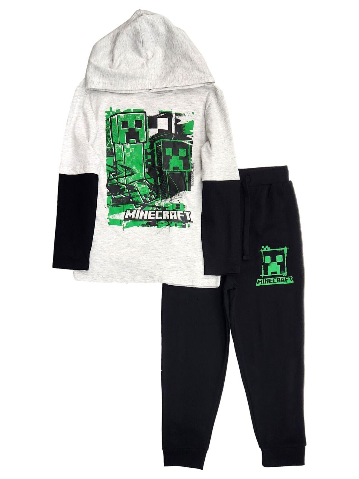 Boys Gray Minecraft Hoodie & Sweatpants Set - Size 7