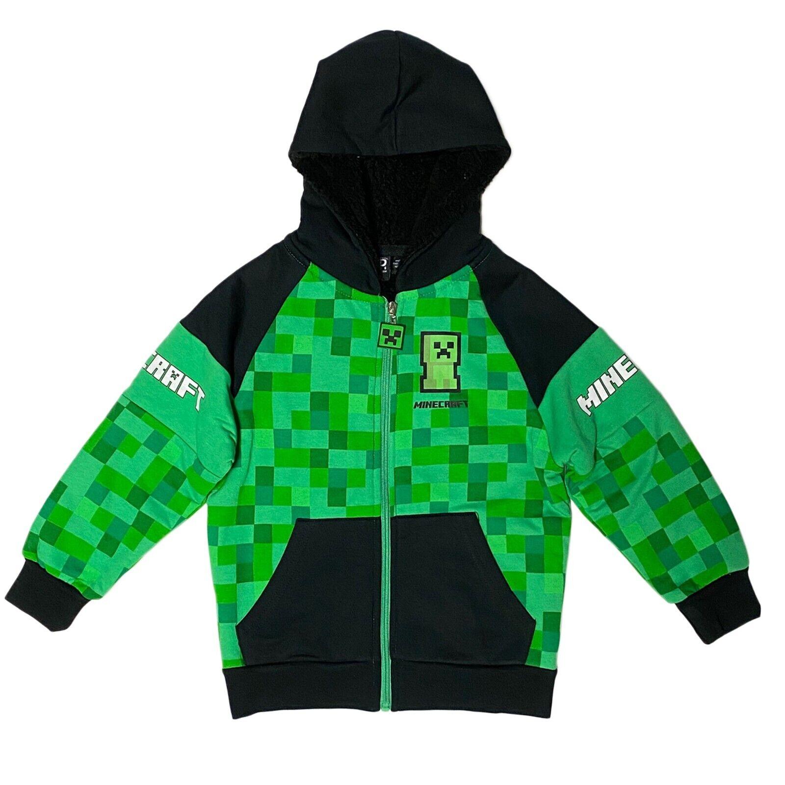 Kids Minecraft Creeper Fleece Zip Hoodie - Cozy Fun!