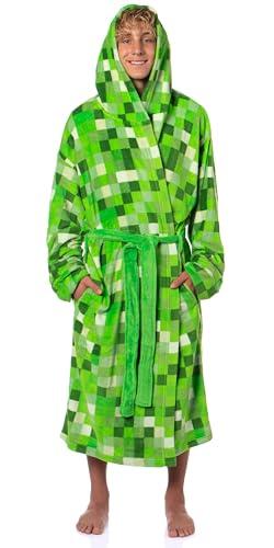 Cozy Minecraft Men's Creeper Fleece Bathrobe - One Size