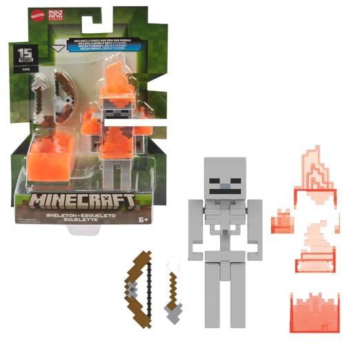 Flaming Minecraft Skeleton Figure with Accessories