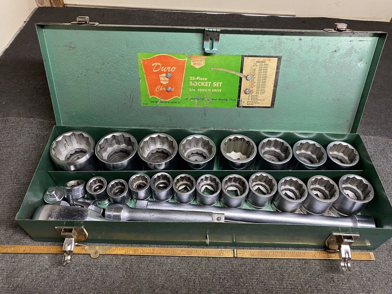 Vintage Duro-Chrome 24 Pc Socket Set: USA Made