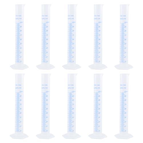 10-Pack 100ml Graduated Plastic Measuring Cylinders