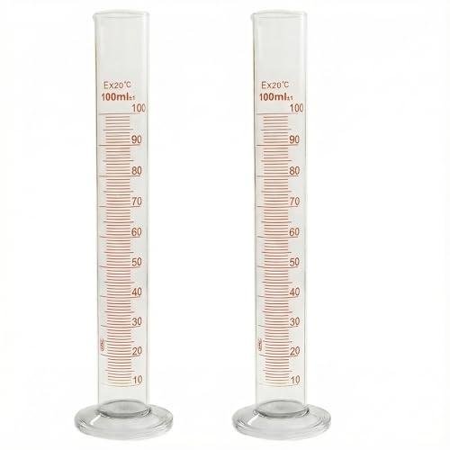 2-Pack 100ml Borosilicate Glass Graduated Cylinders
