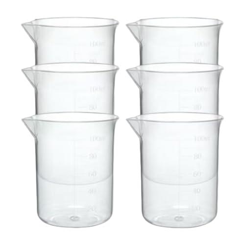6 Pack 100ml Plastic Lab Beakers with Pour Spout