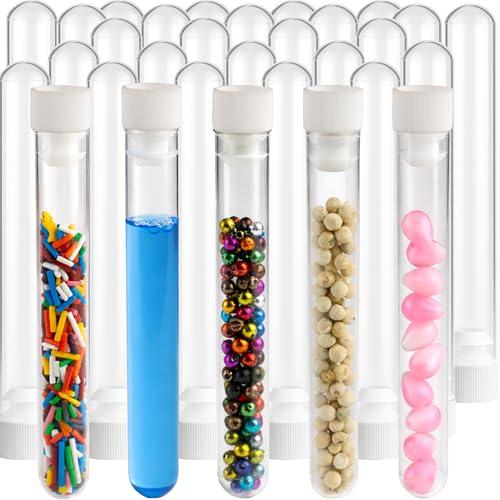 Clear Plastic Test Tubes with Caps - 25 PCS