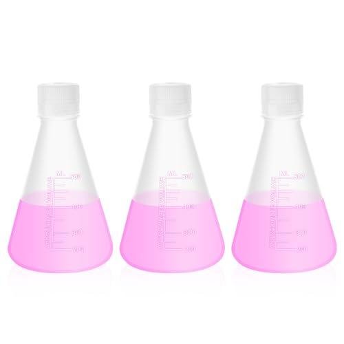 3-Piece Plastic Erlenmeyer Flask Set with Caps