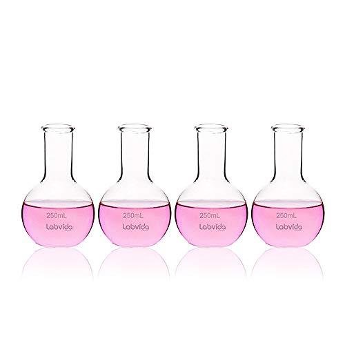 4-Pack Flat Bottom Glass Boiling Flasks - 250ml