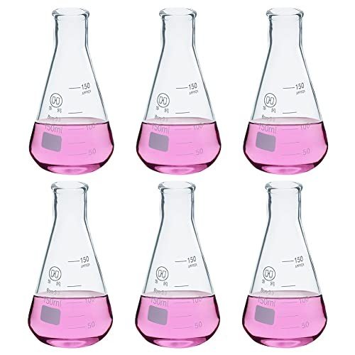 6-Pack Borosilicate Glass Erlenmeyer Flasks – 150ml
