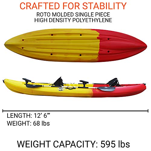 BKC Tandem Fishing Kayak Bundle with Paddles