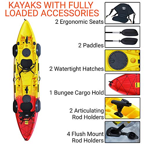 BKC Tandem Fishing Kayak Bundle with Paddles BKC Tandem Fishing Kayak Bundle with Paddles