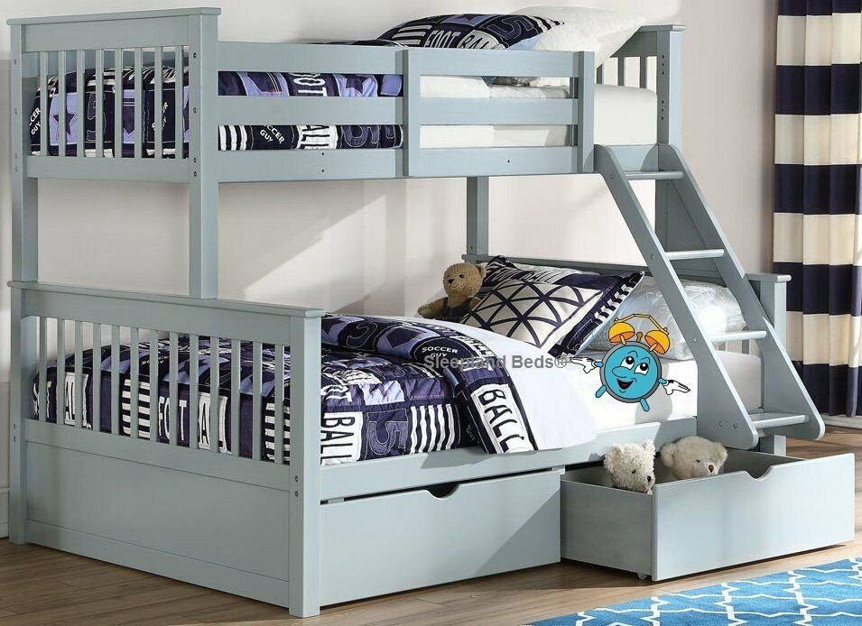 Grey Triple Sleeper Bunk Bed with Storage