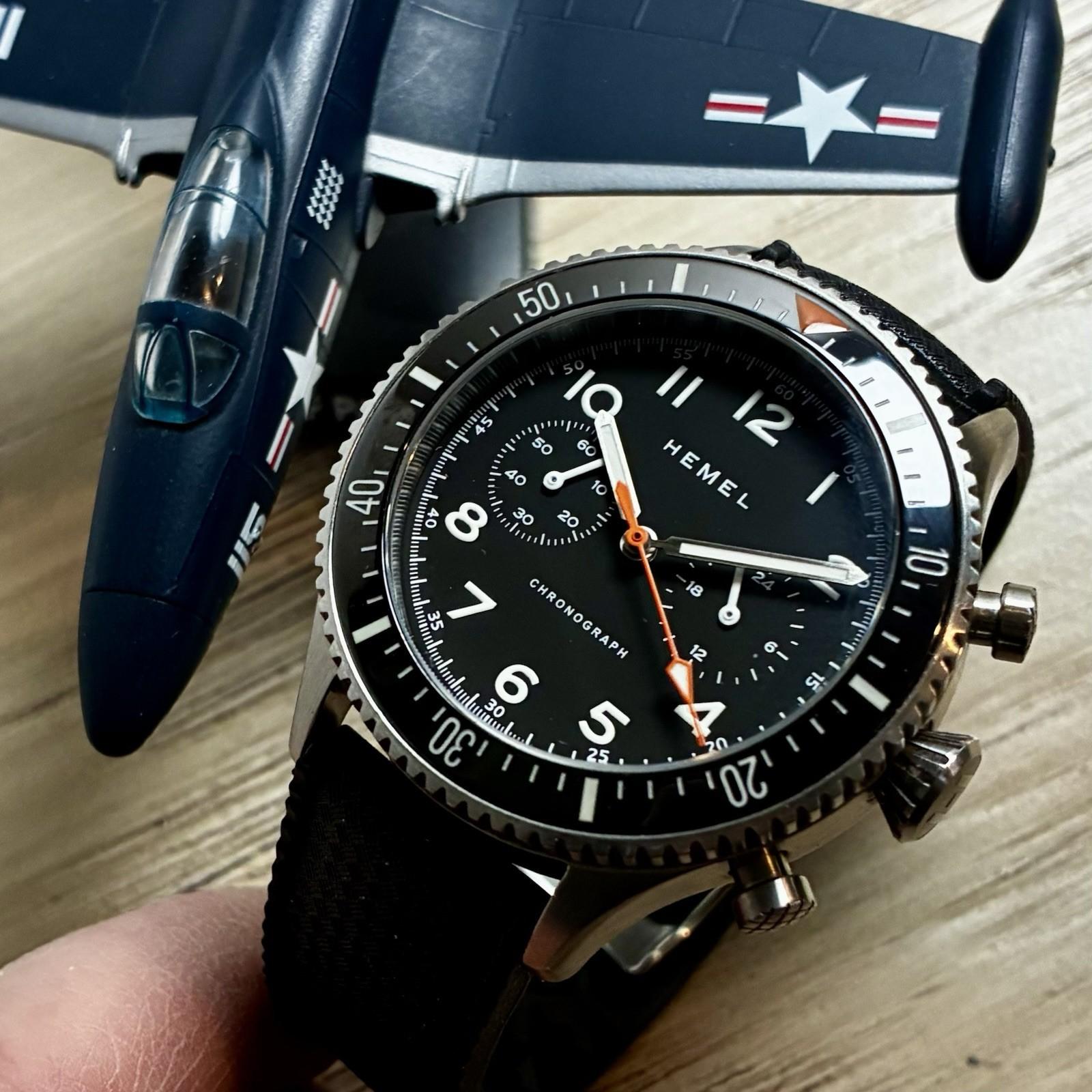 Hemel HFT20 Vintage Pilot Watch - 42mm Chronograph