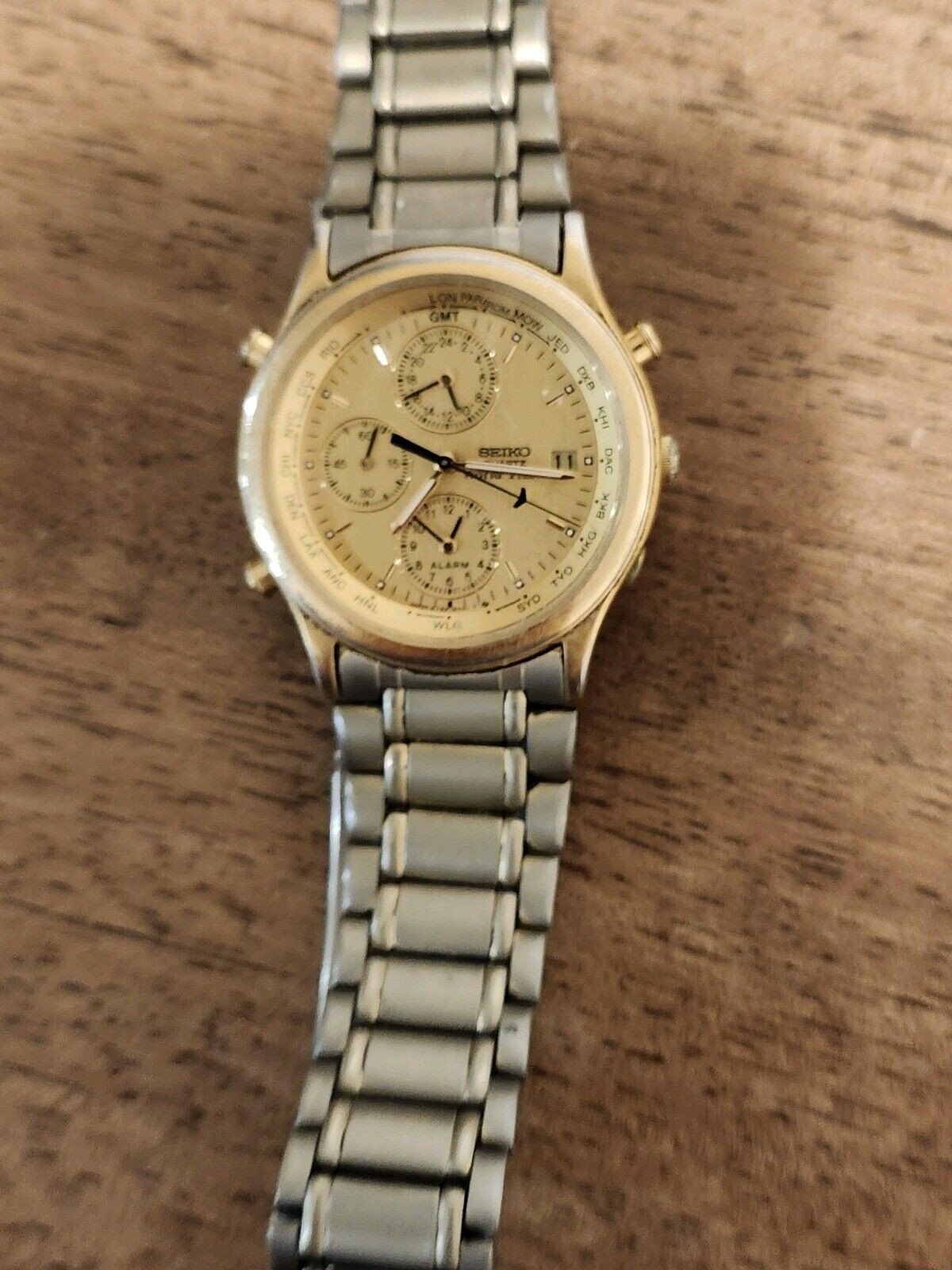 Men's Vintage Seiko World Timer Gold-tone Watch