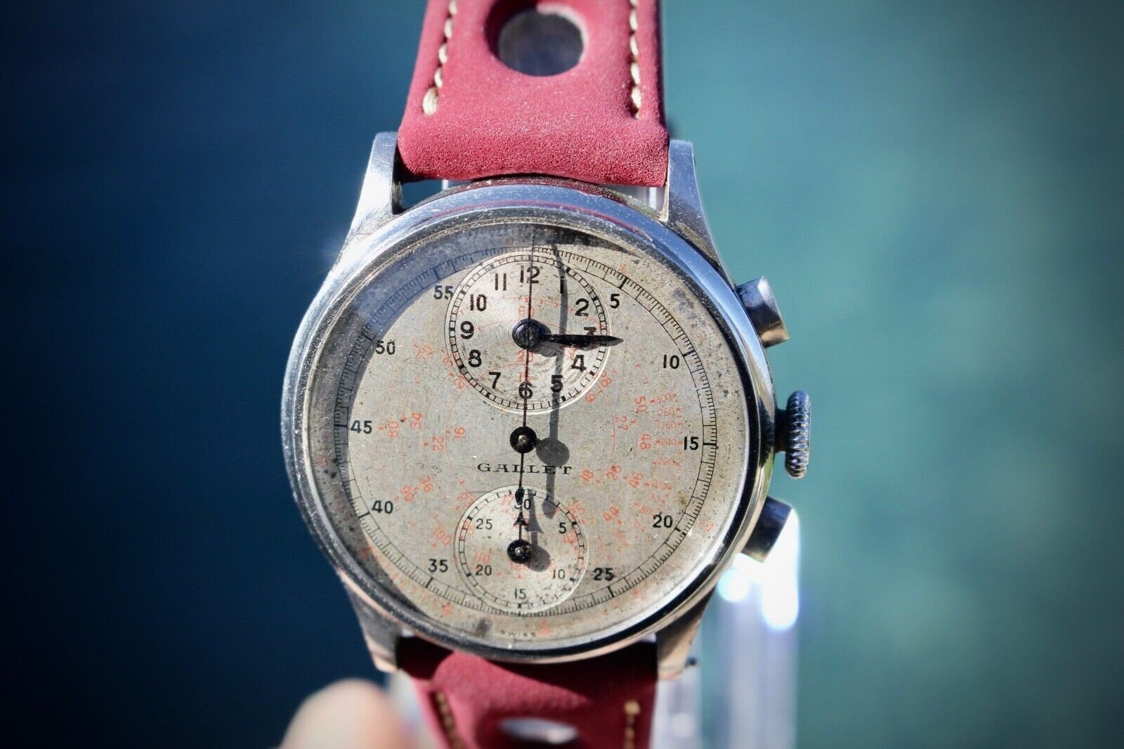 Vintage Gallet Multichron Pilot Chronograph Watch