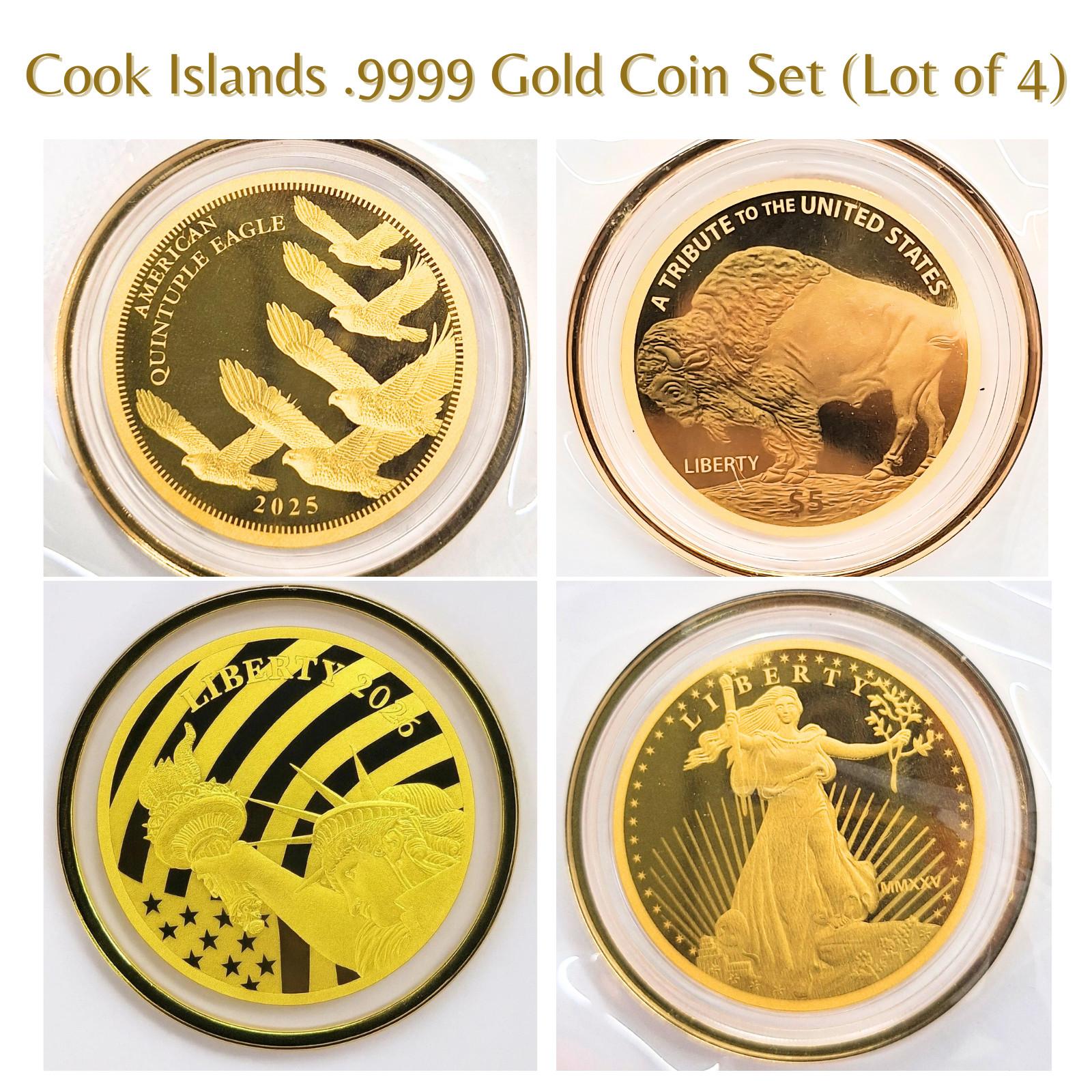 Cook Islands 4-Piece Gold Coin Set: Buffalo & More