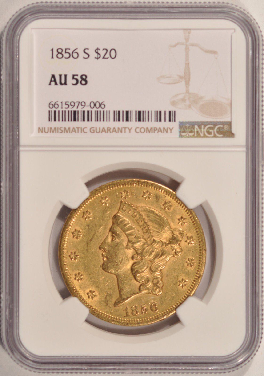 1856-S $20 Liberty Gold Double Eagle Coin