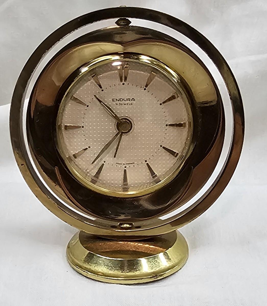 Timeless Mid-Century Brass Swiss Desk Clock